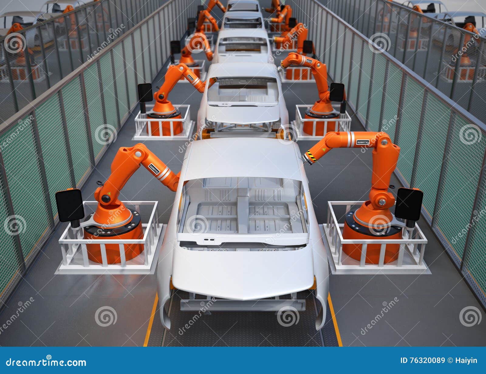 Electric Vehicles Body Assembly Line Stock Illustration - Illustration ...