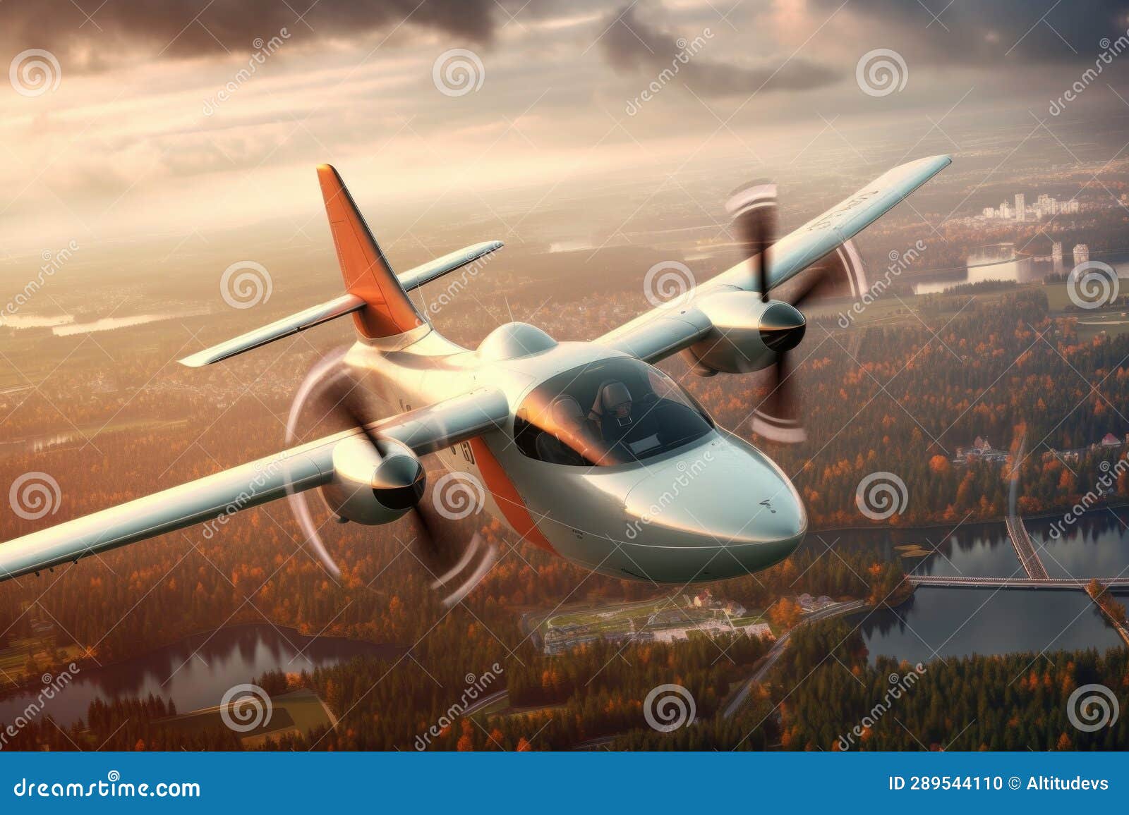Electric Vertical Take-off and Landing Aircraft in Flight Stock Photo ...