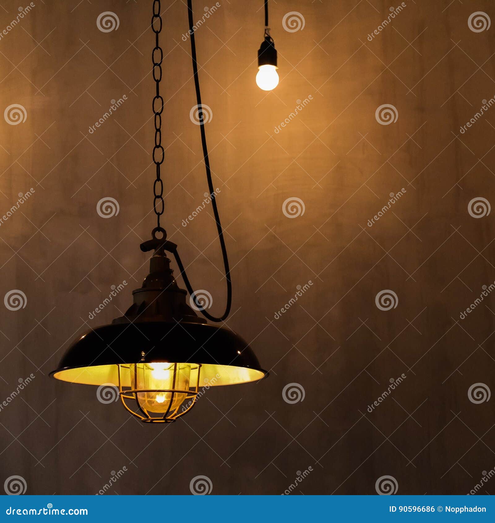 Electric Vintage Lamp Hanging from the Ceiling Stock Photo - Image of ...