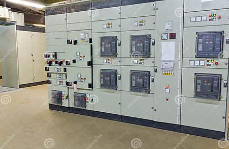 Electric Voltage Control Room of a Plant Stock Image - Image of factory ...