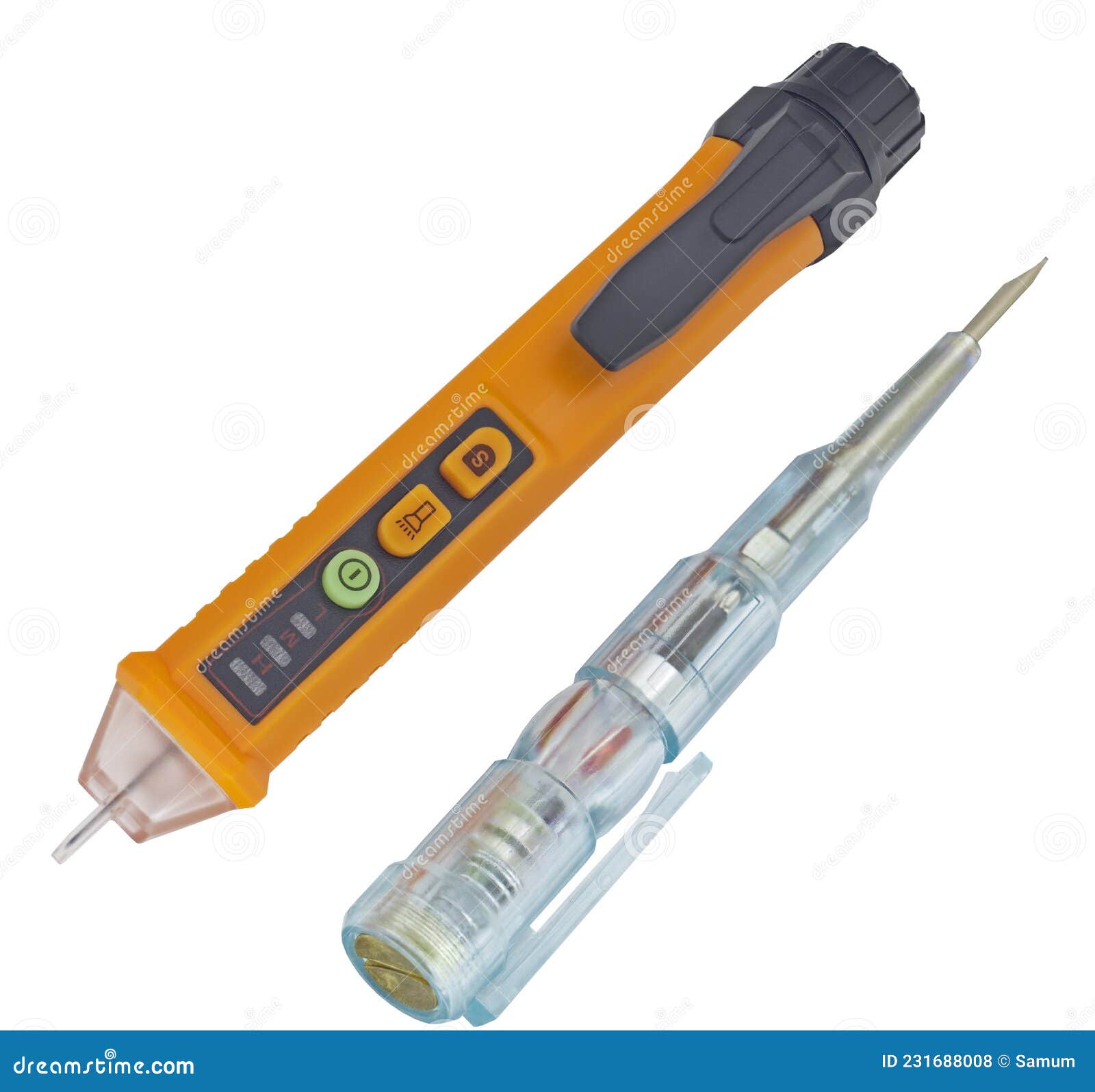 Electric Voltage Detectors Isolated on White Stock Photo - Image of ...