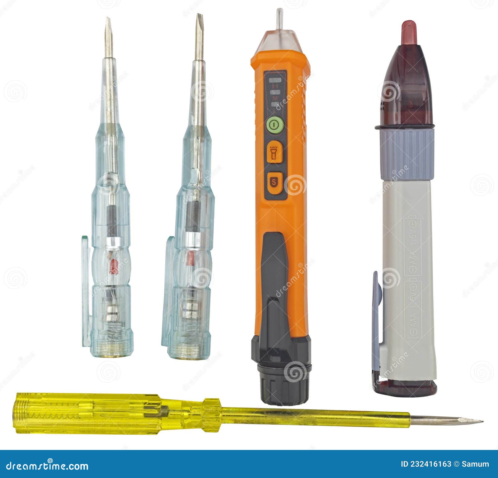 Electric Voltage Detectors Isolated on White Stock Image - Image of ...
