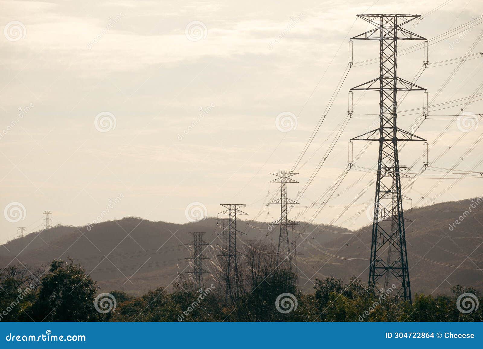 Electric Voltage Tower, Power Line, Electricity Pylon Stock Photo ...