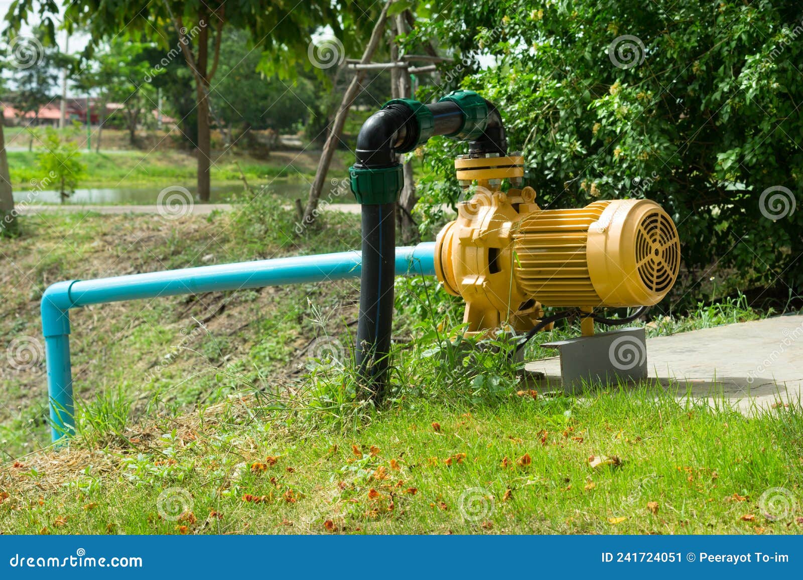 Electric Water Pumper at Pond Side Stock Image - Image of flow, motor ...