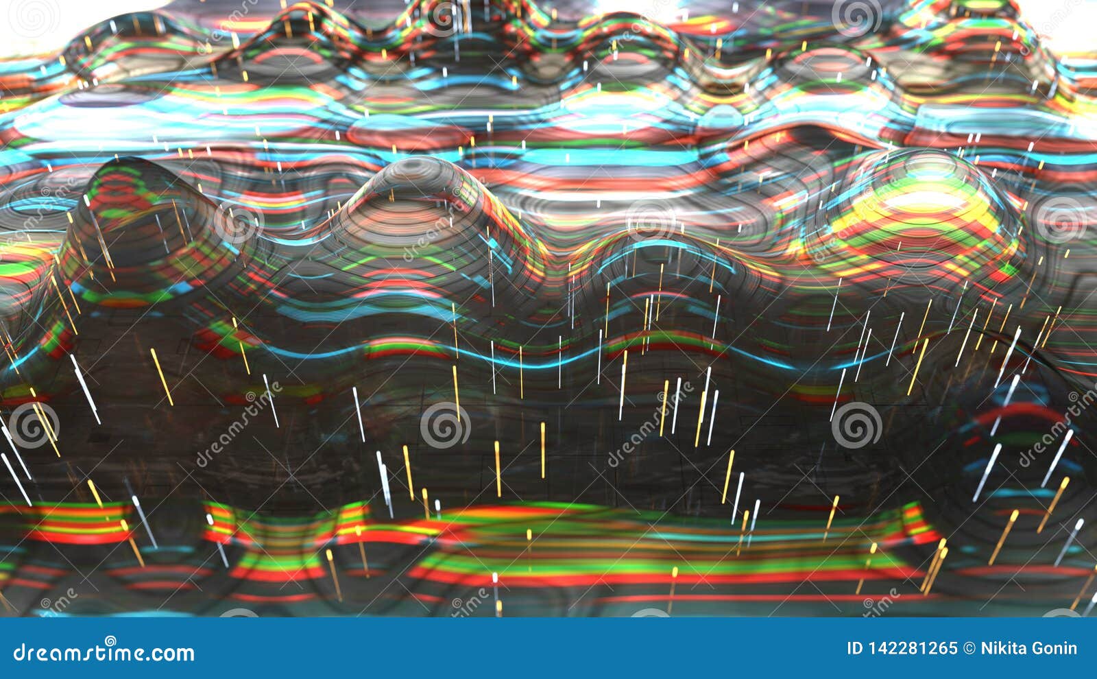 Electric Wave with Glitch Effect Texture 3D Render Stock Illustration ...