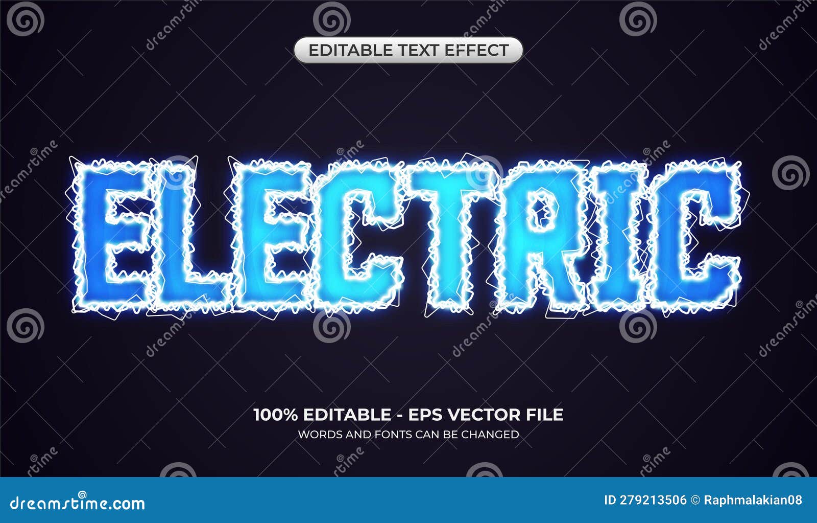 Electric Wave Text Effect. Editable High-voltage Text Effect Stock ...