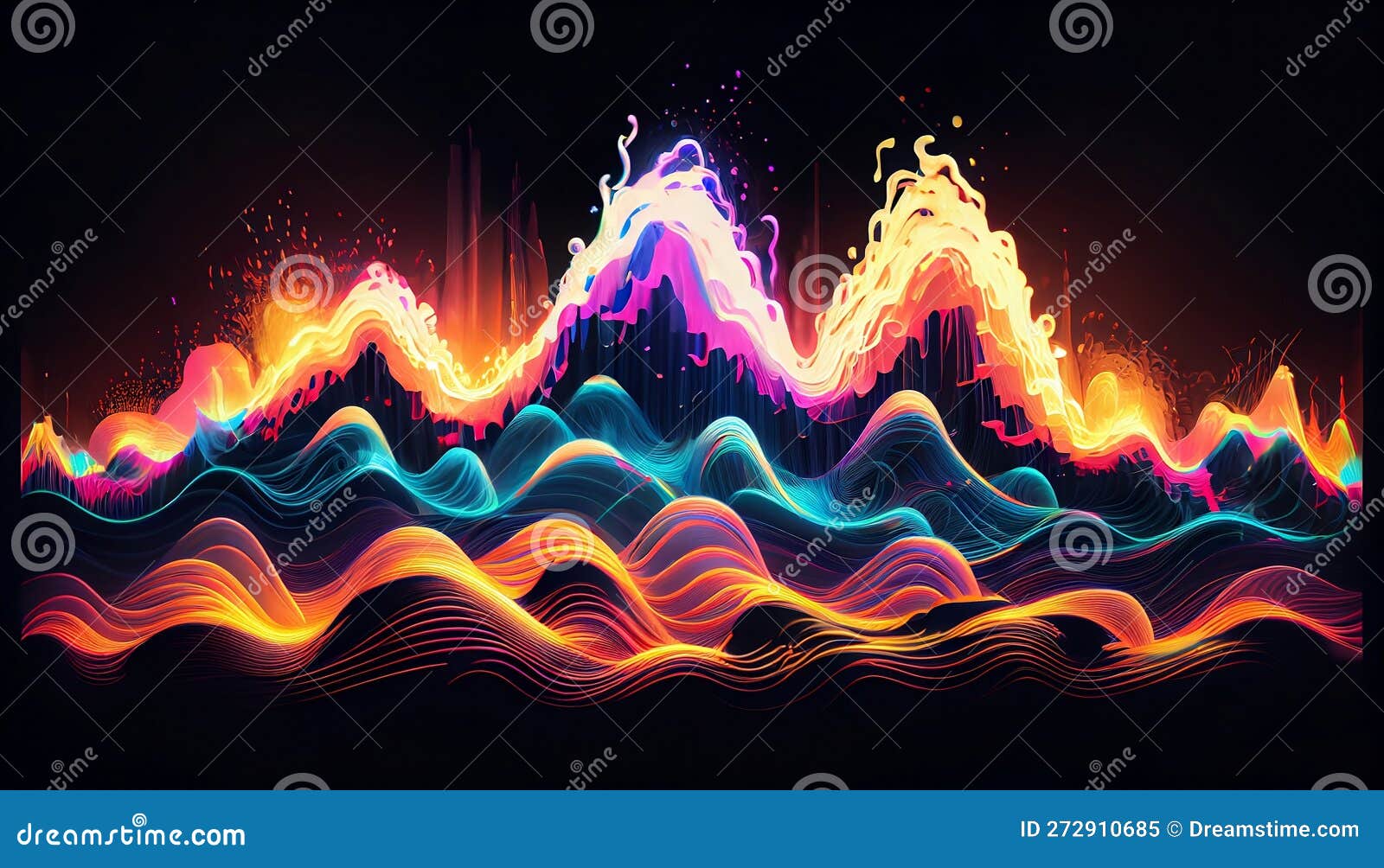 Generative AI, "Electric Waves": a Hypnotic and Energetic Vibrant Neon ...