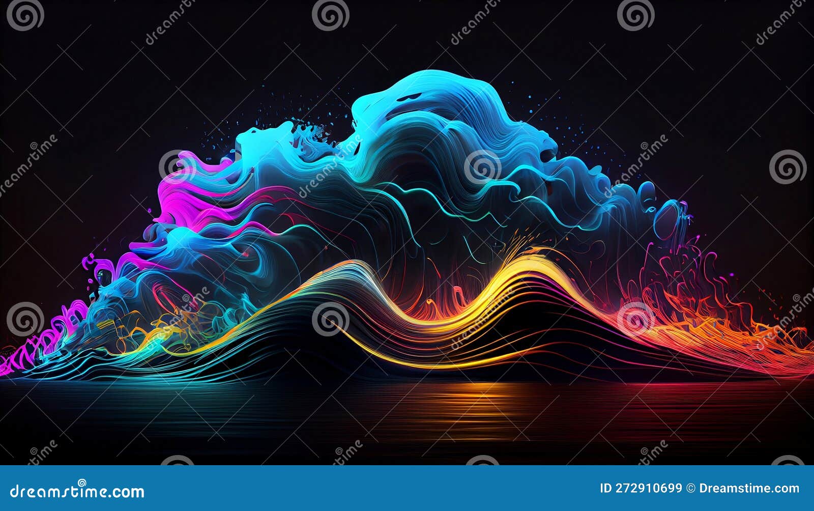 Generative AI, "Electric Waves": a Hypnotic and Energetic Vibrant Neon ...