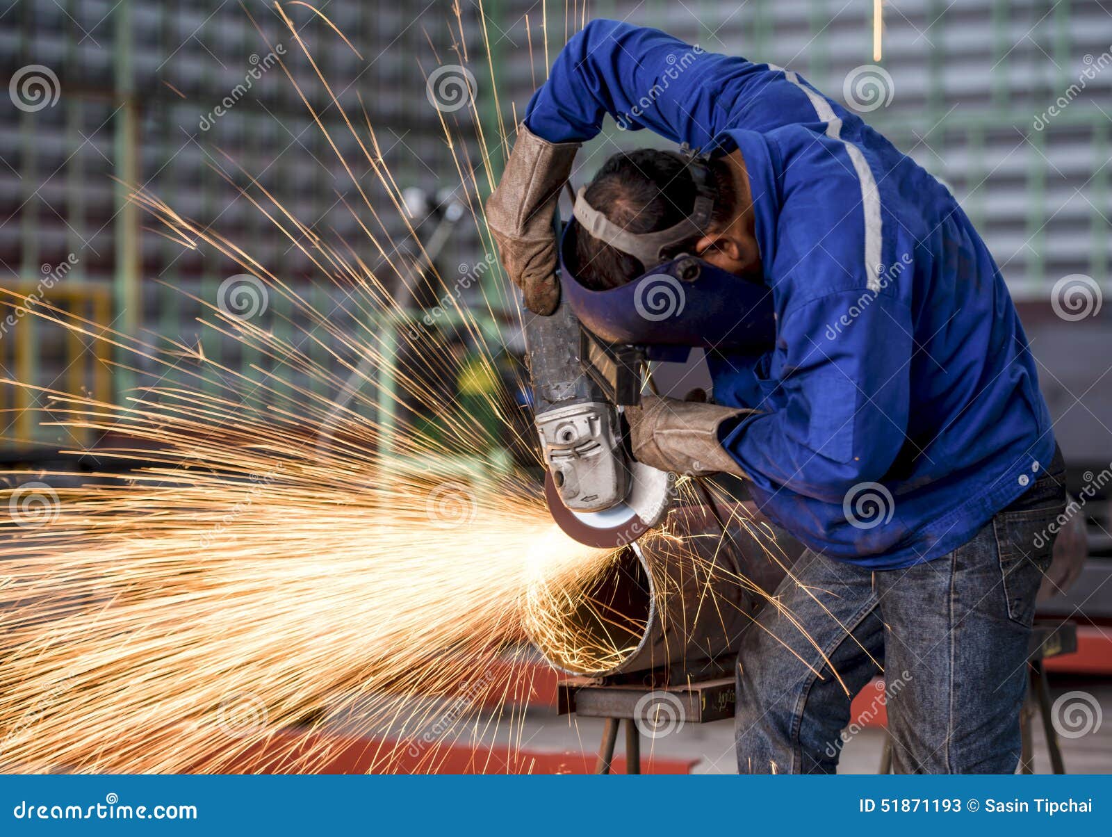 Electric Wheel Grinding on Steel Structure Stock Image - Image of ...