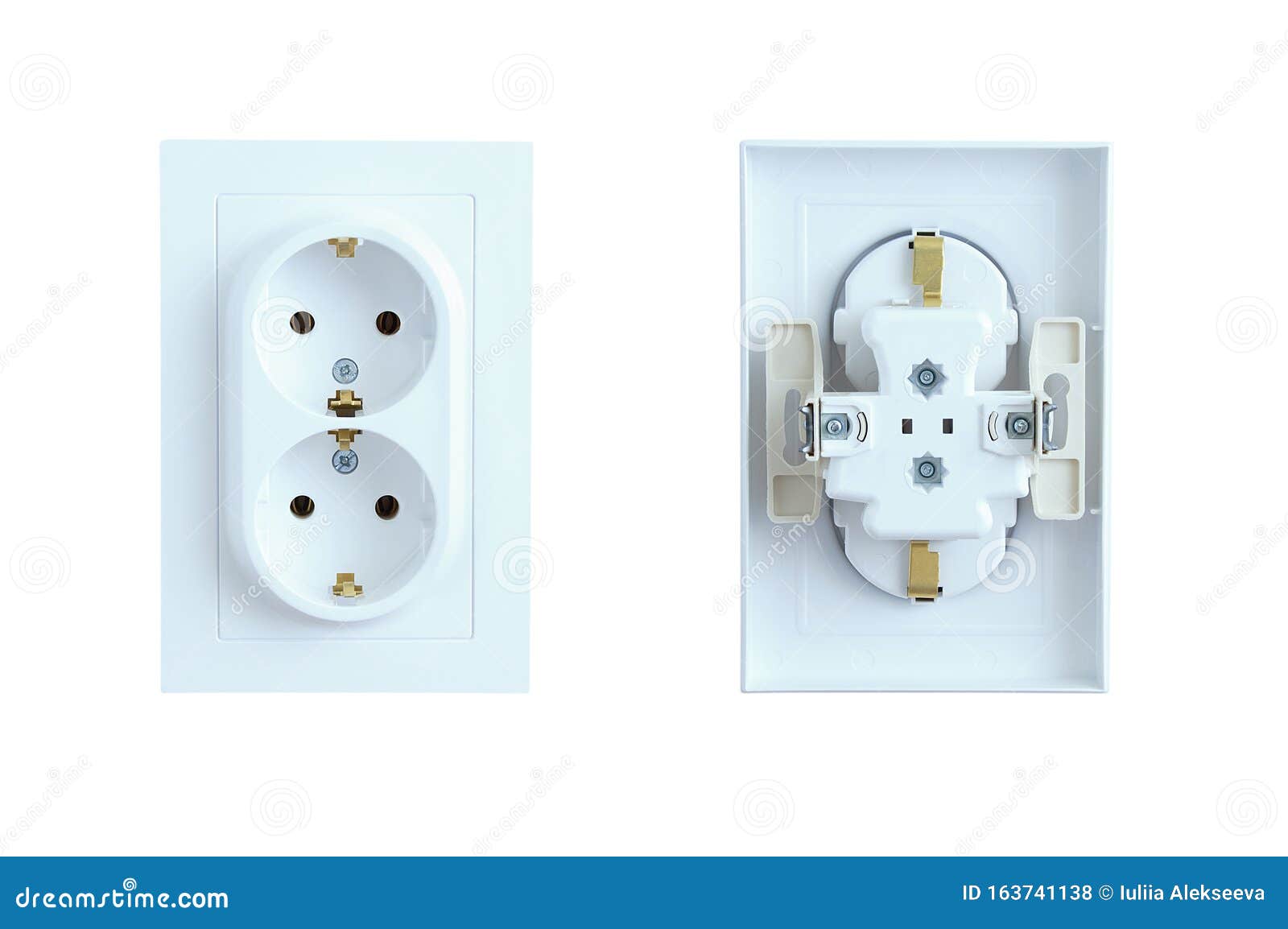Electric White Double Socket Close-up. Stock Photo - Image of modern ...