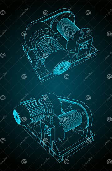 Electric winch drawings stock vector. Illustration of load - 253060225