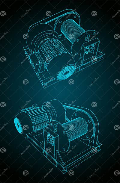Electric winch drawings stock vector. Illustration of load - 253060225