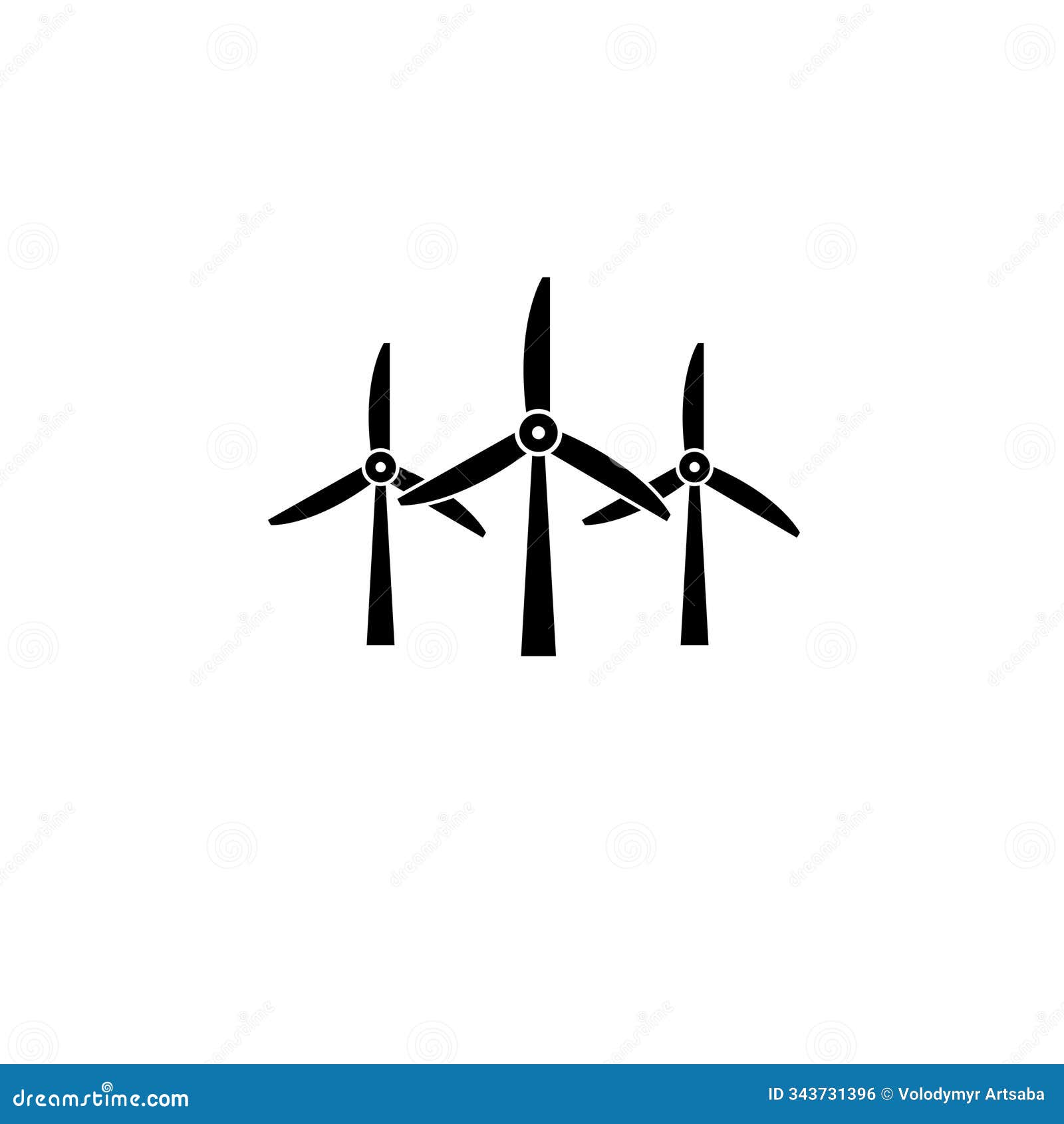 Electric Windmill, Wind Turbines Solid Flat Vector Icon Isolated on White Background Stock ...