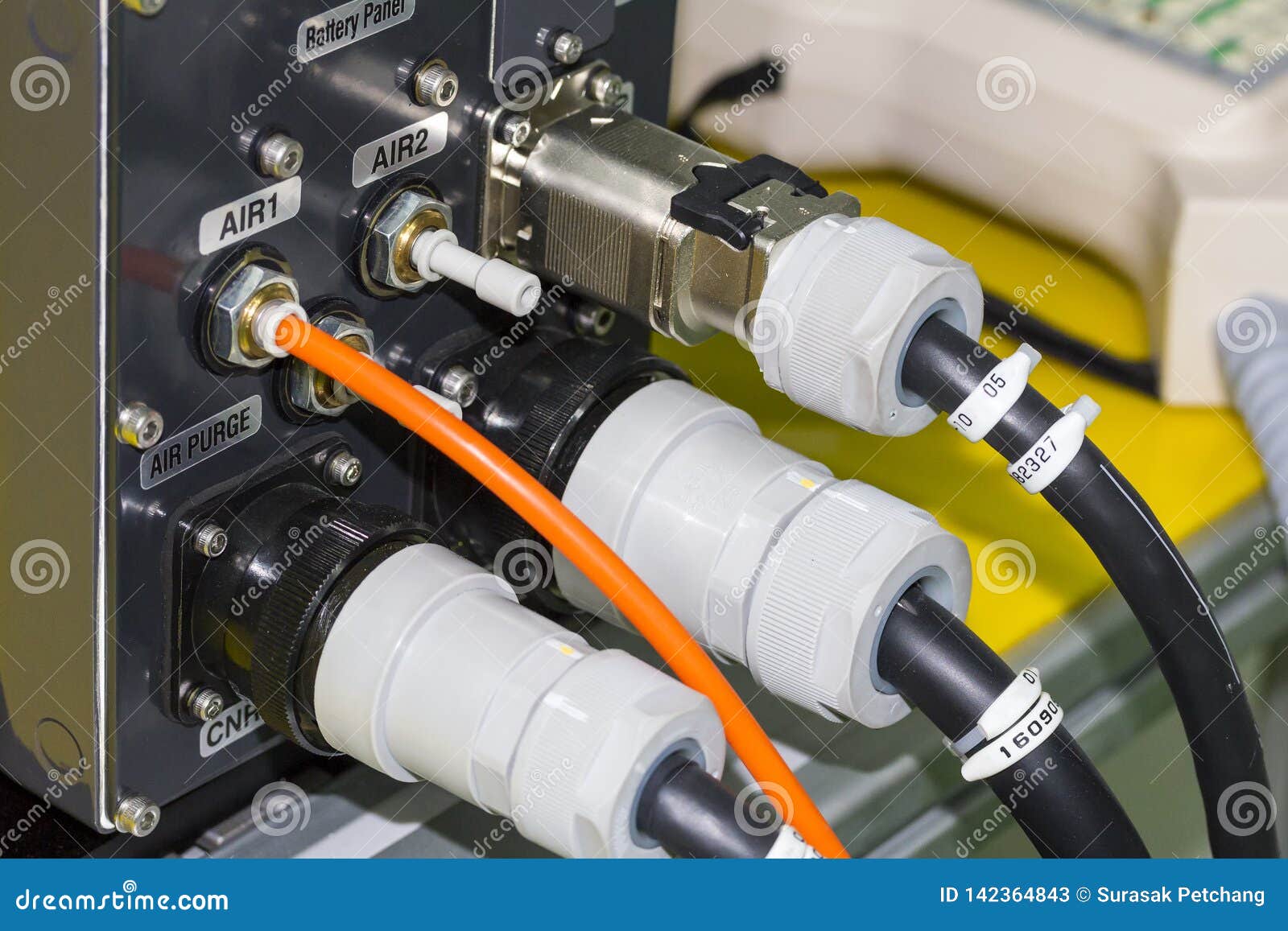 Electric Wire And Air Hose Connected At Control Box For Robot Arm ...