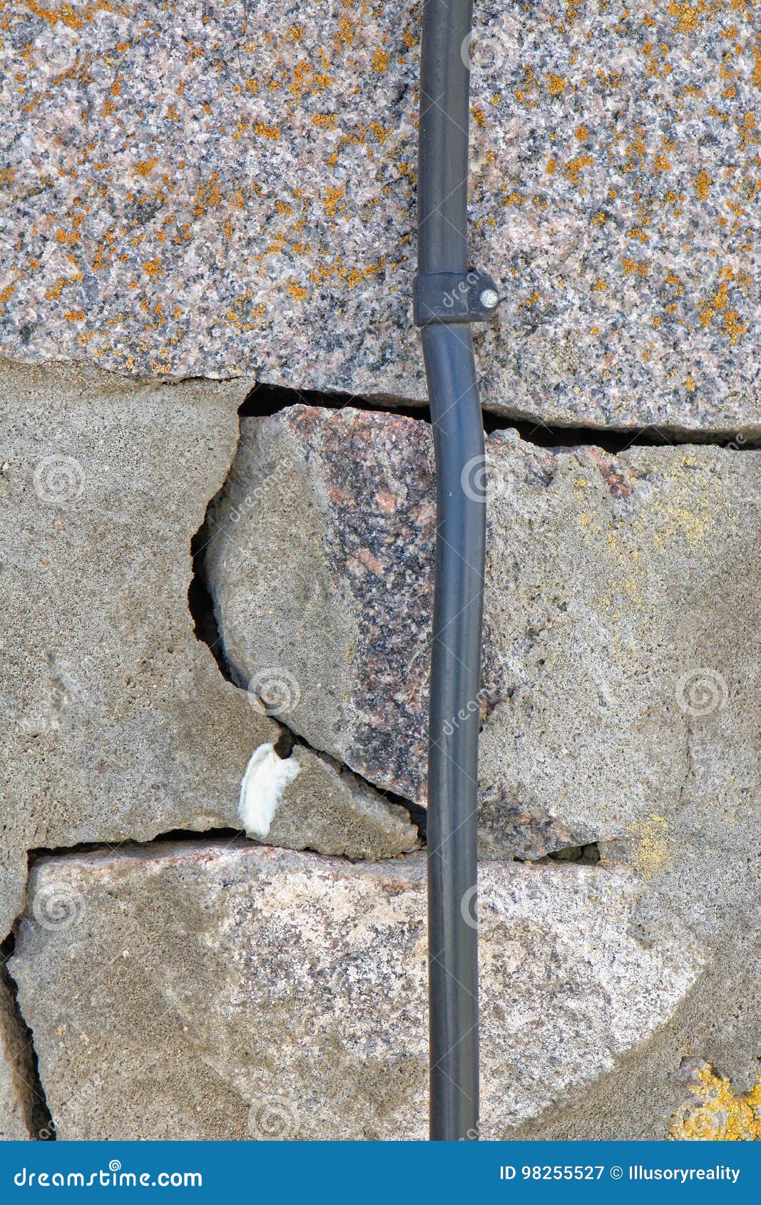 Electric Wire on Cracked Stone Wall Stock Image - Image of detail, hard ...