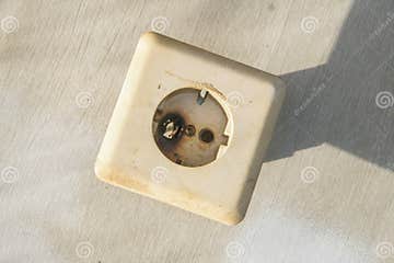 An Indoor Electrical Plug Caught Fire and Melted Stock Image - Image of ...