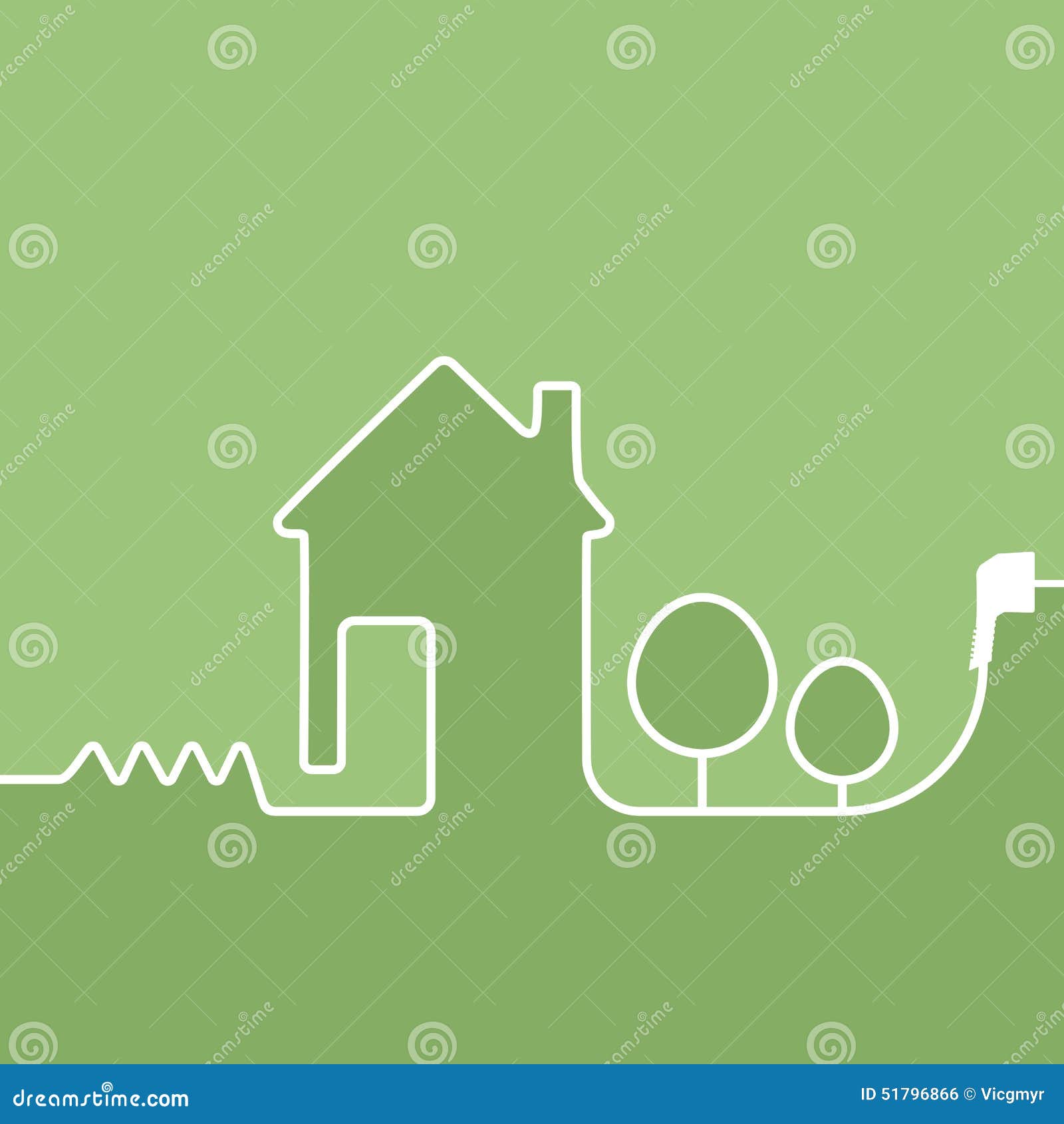 Electric Wire with Plug Showing House Stock Vector - Illustration of ...