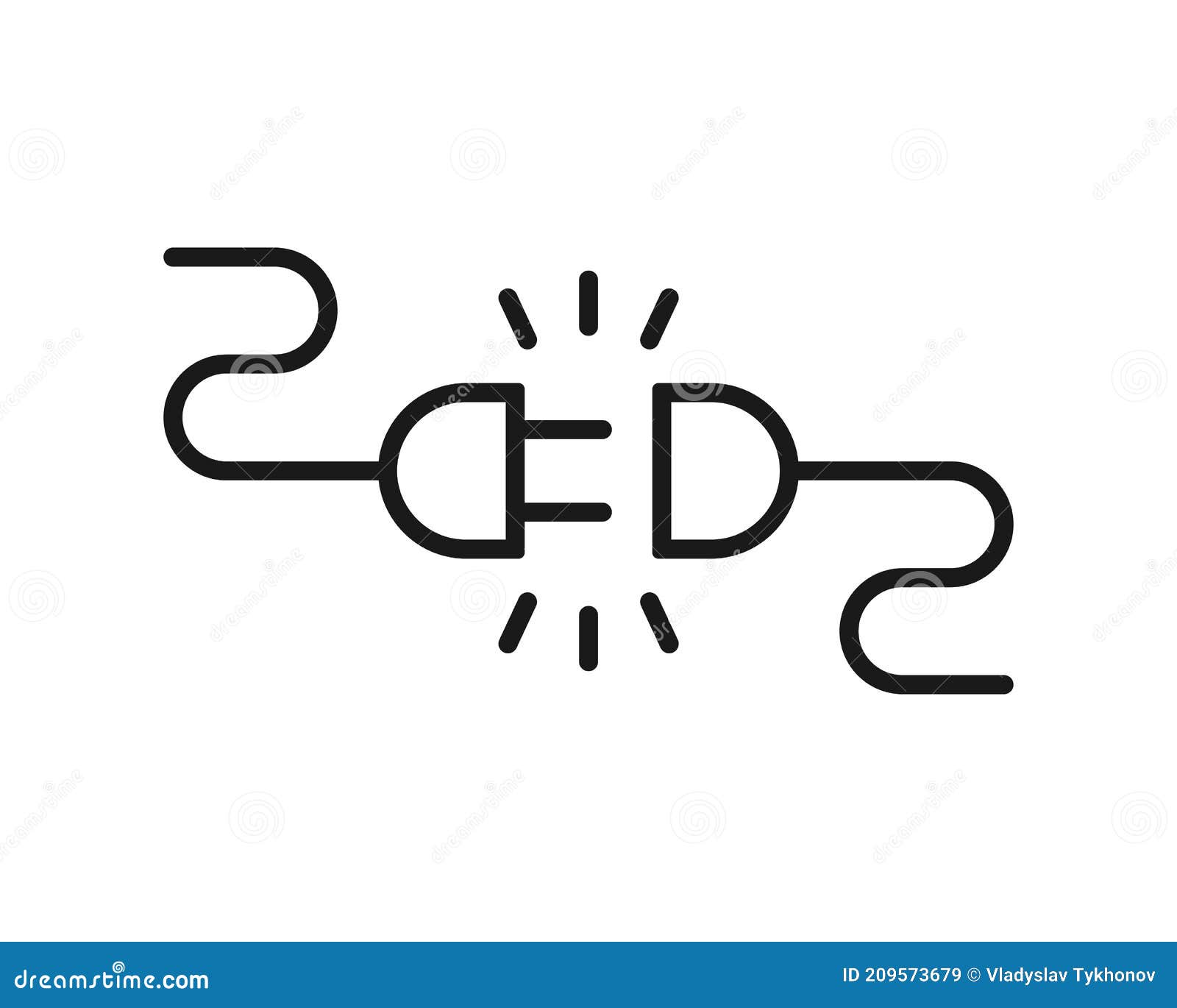 Electric Wire with Plug and Socket Icon. Electrical Connection Symbol ...