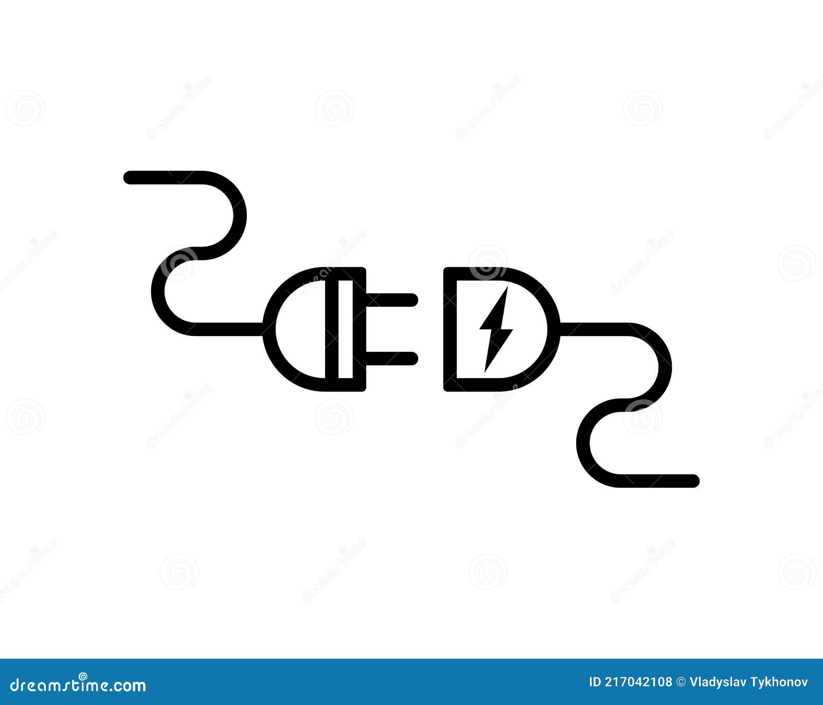 Electric Wire with Plug and Socket Icon. Electrical Connection Symbol ...