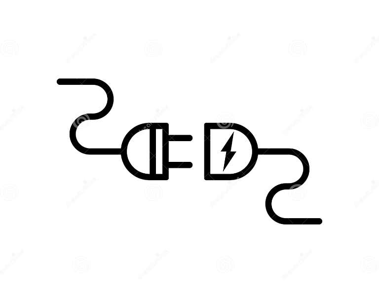 Electric Wire with Plug and Socket Icon. Electrical Connection Symbol ...
