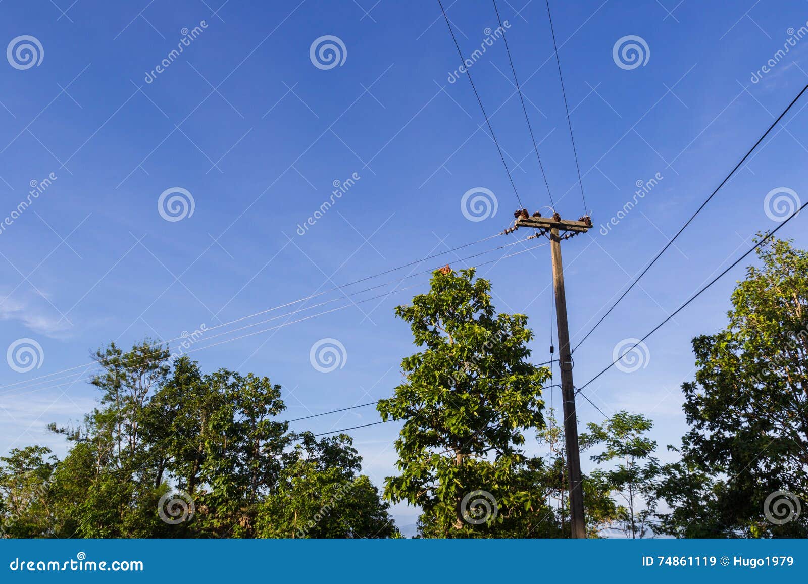 Electric wire on the post stock image. Image of technology - 74861119