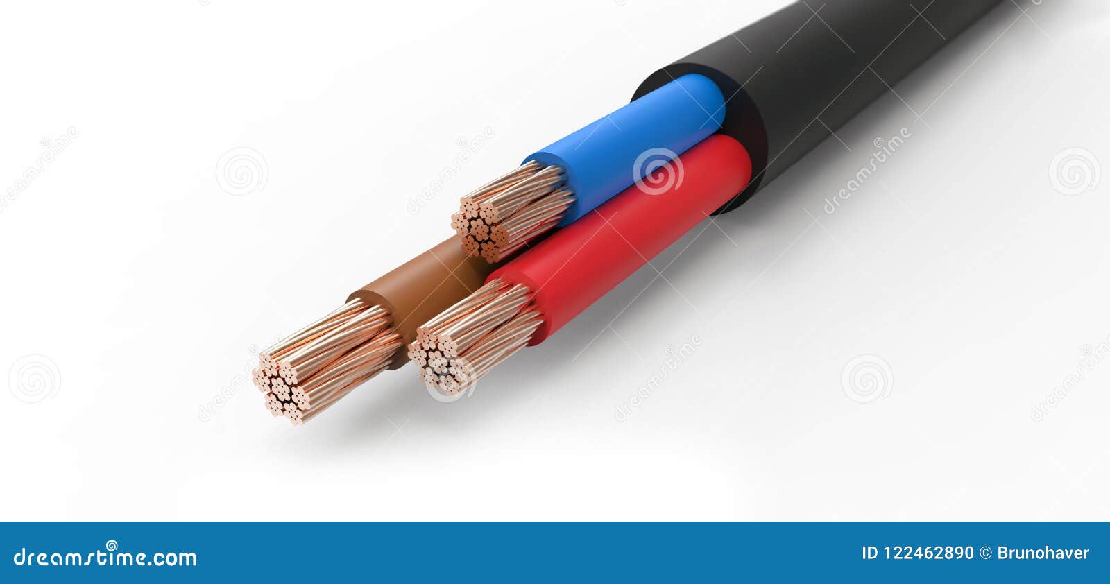 Electric Wire with Three Cables Stock Illustration - Illustration of ...