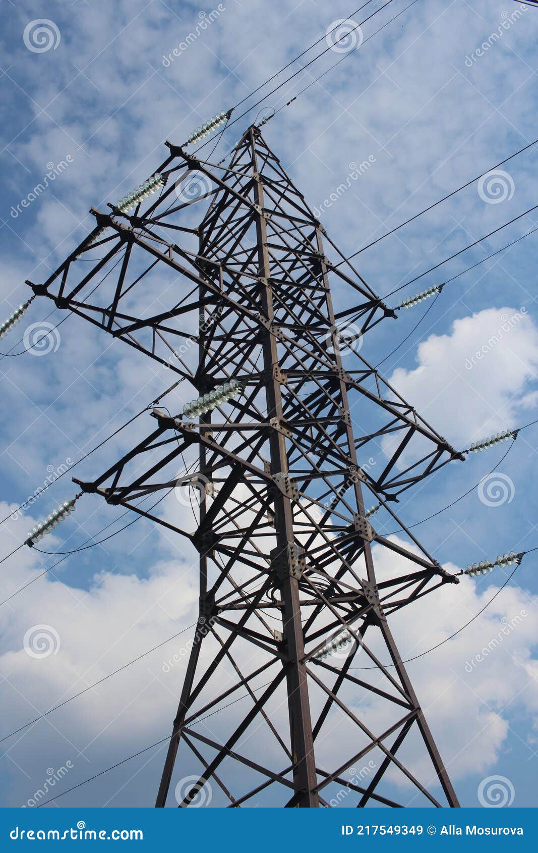 Electric Wire Tower Metal Support with High Voltage Voltage Volts on ...