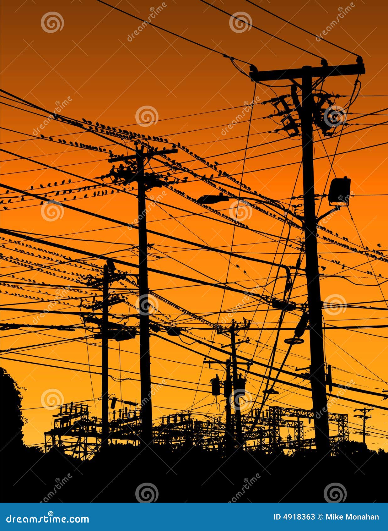 Electric wires stock vector. Illustration of post, connections - 4918363