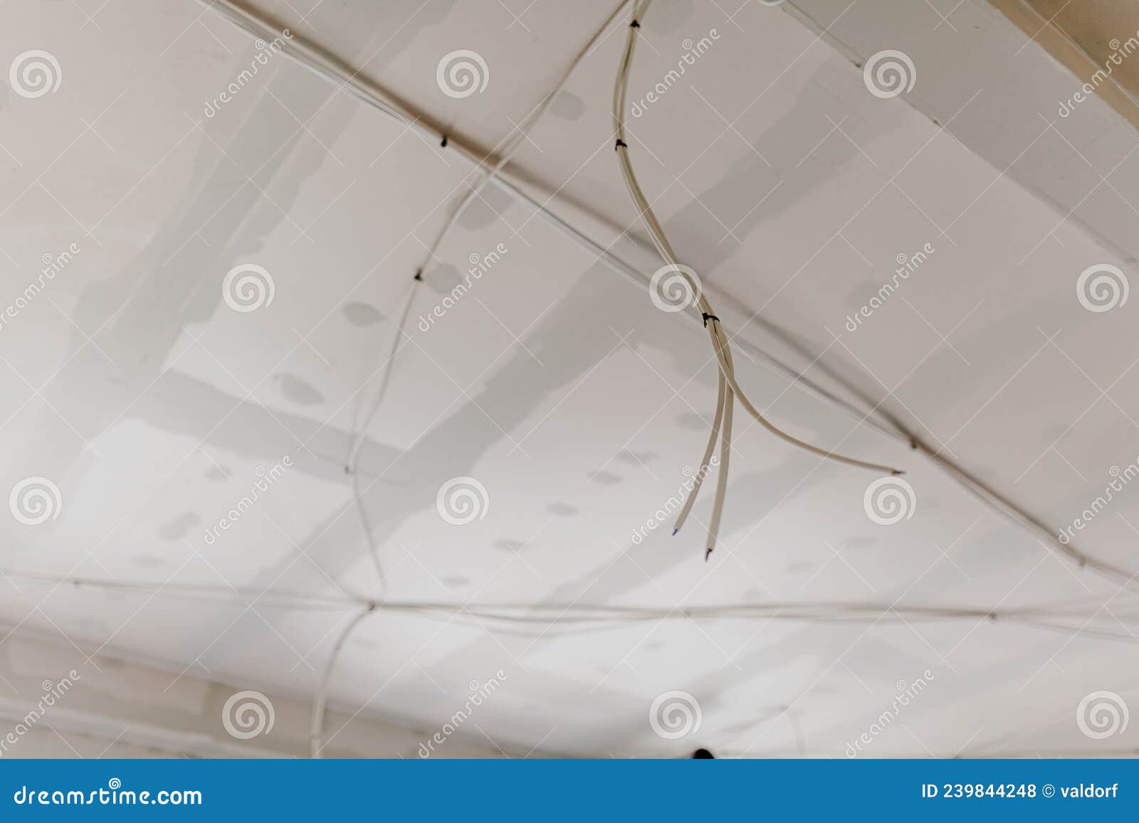 Electric Wires Network Mounted on Ceiling Stock Photo - Image of line ...