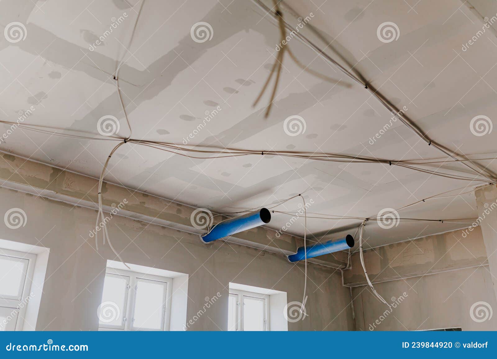 Electric Wires Network Mounted on Ceiling Stock Photo - Image of ...