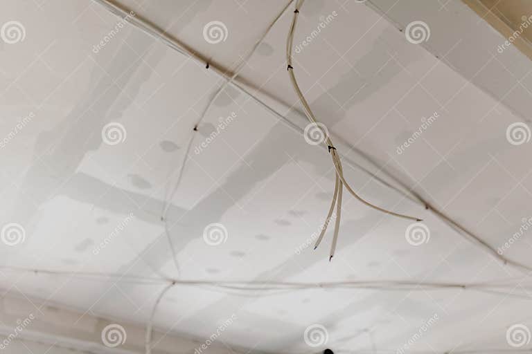 Electric Wires Network Mounted on Ceiling Stock Photo - Image of ...