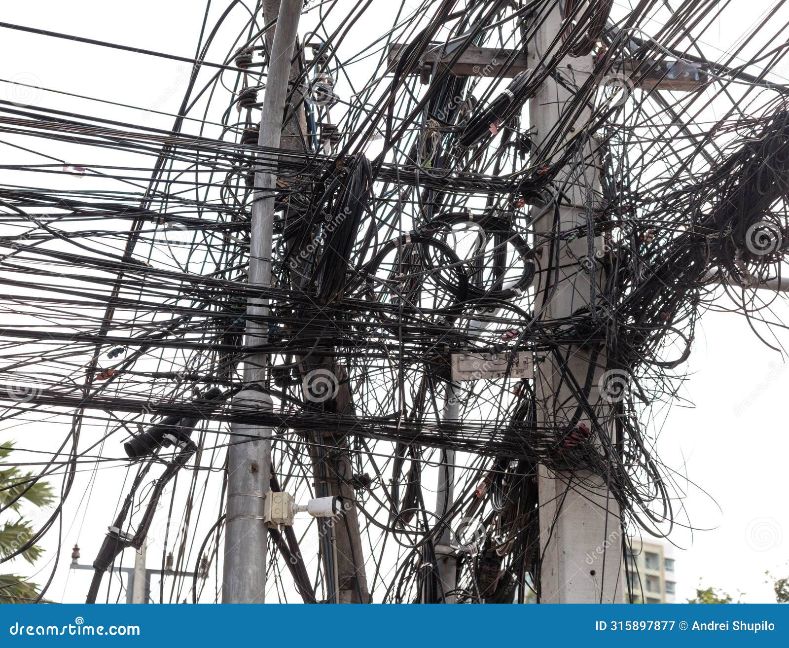 Electric Wires on Poles in the City Stock Image - Image of industry ...