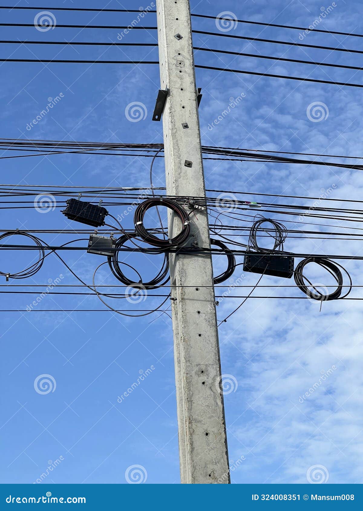 Electric Wires on the Street Stock Image - Image of electricity, metal ...