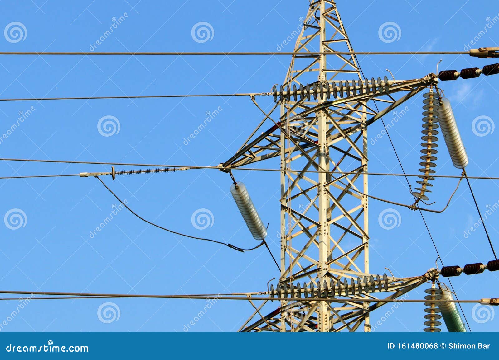 Electric Wires on a Support Along Which Electric Current Flows Stock ...