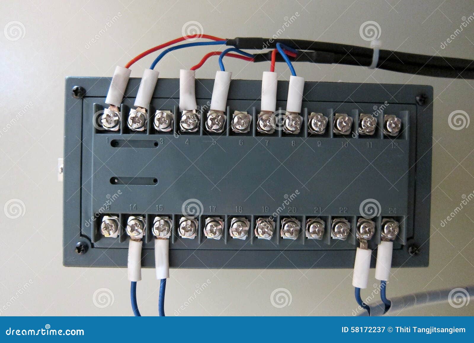 Electric Wires with Terminal Block Stock Image - Image of block, casing ...
