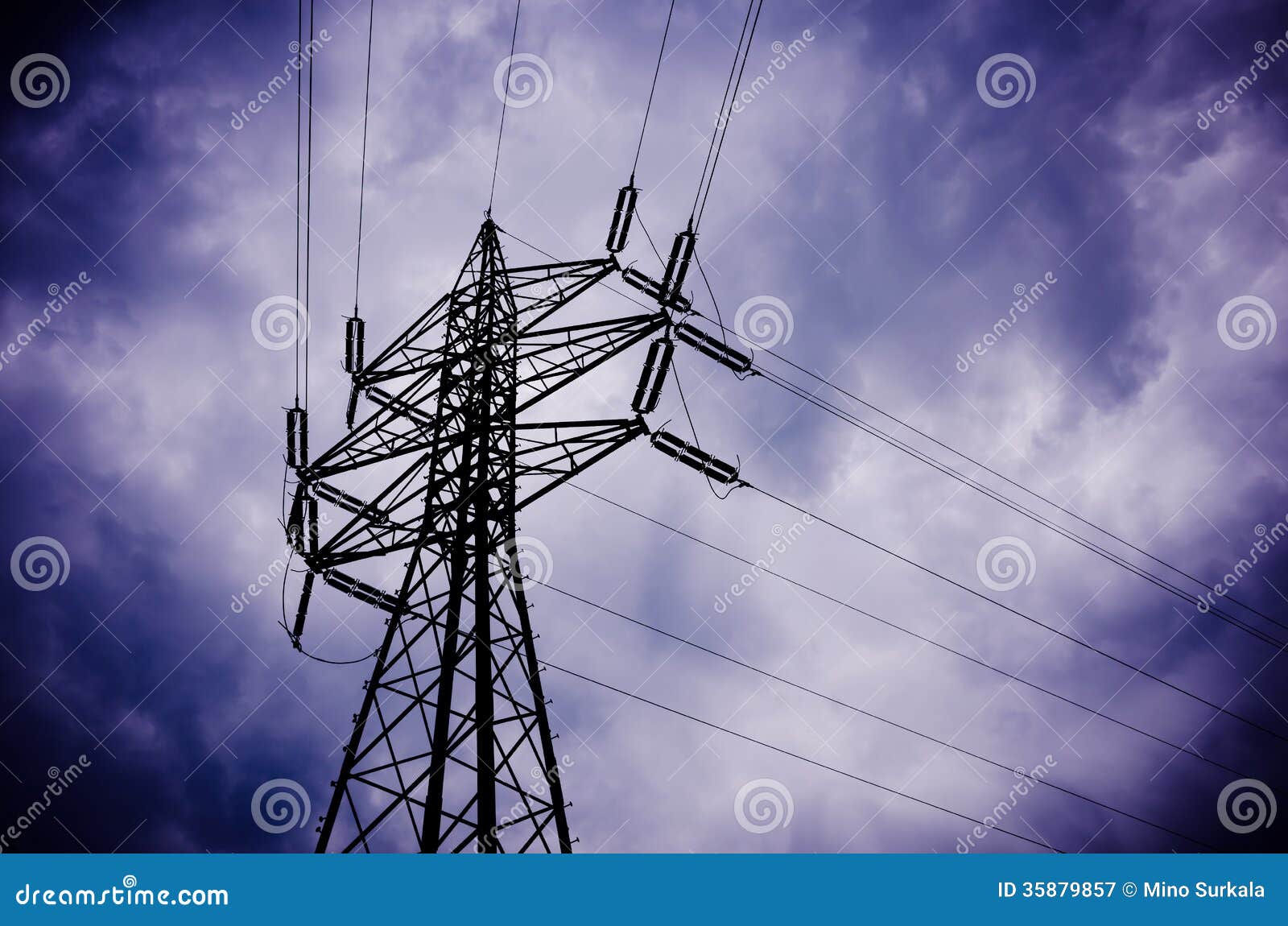 Electric Wiring with Clouds Stock Image - Image of high, network: 35879857