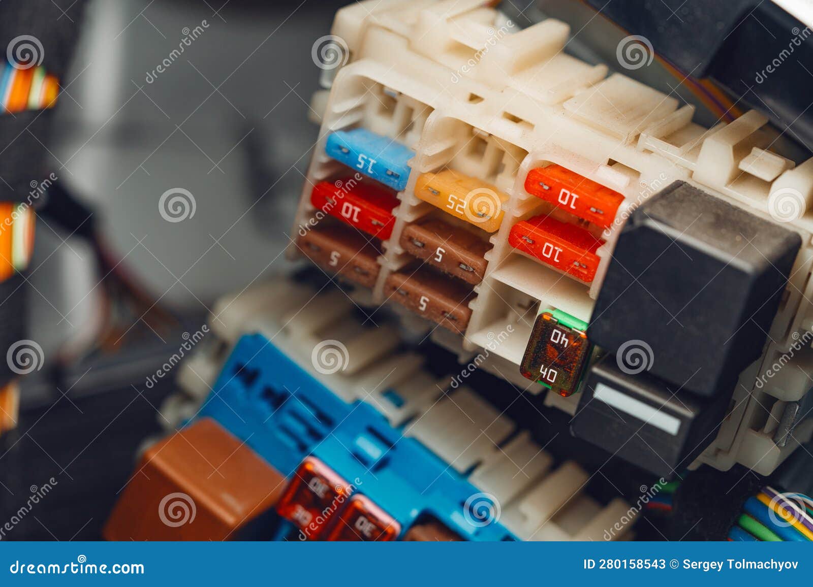 Electric Wiring System with Colorful Wires in the Car Stock Image ...