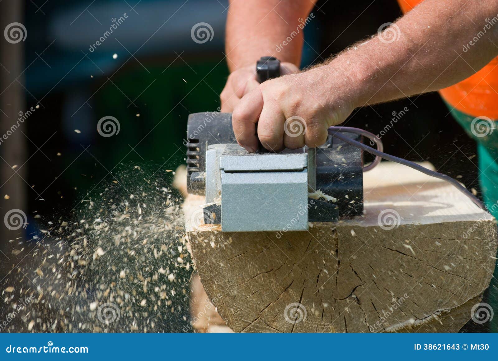Electric wood planer stock image. Image of cutting, building - 38621643