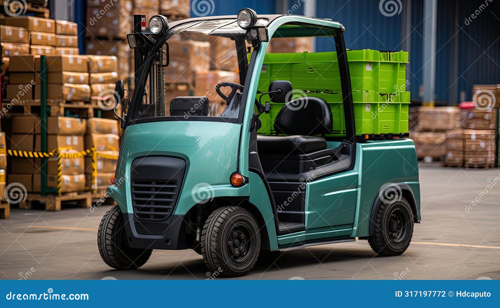 Electric Work Vehicles in an Industrial or Commercial Warehouse Stock ...