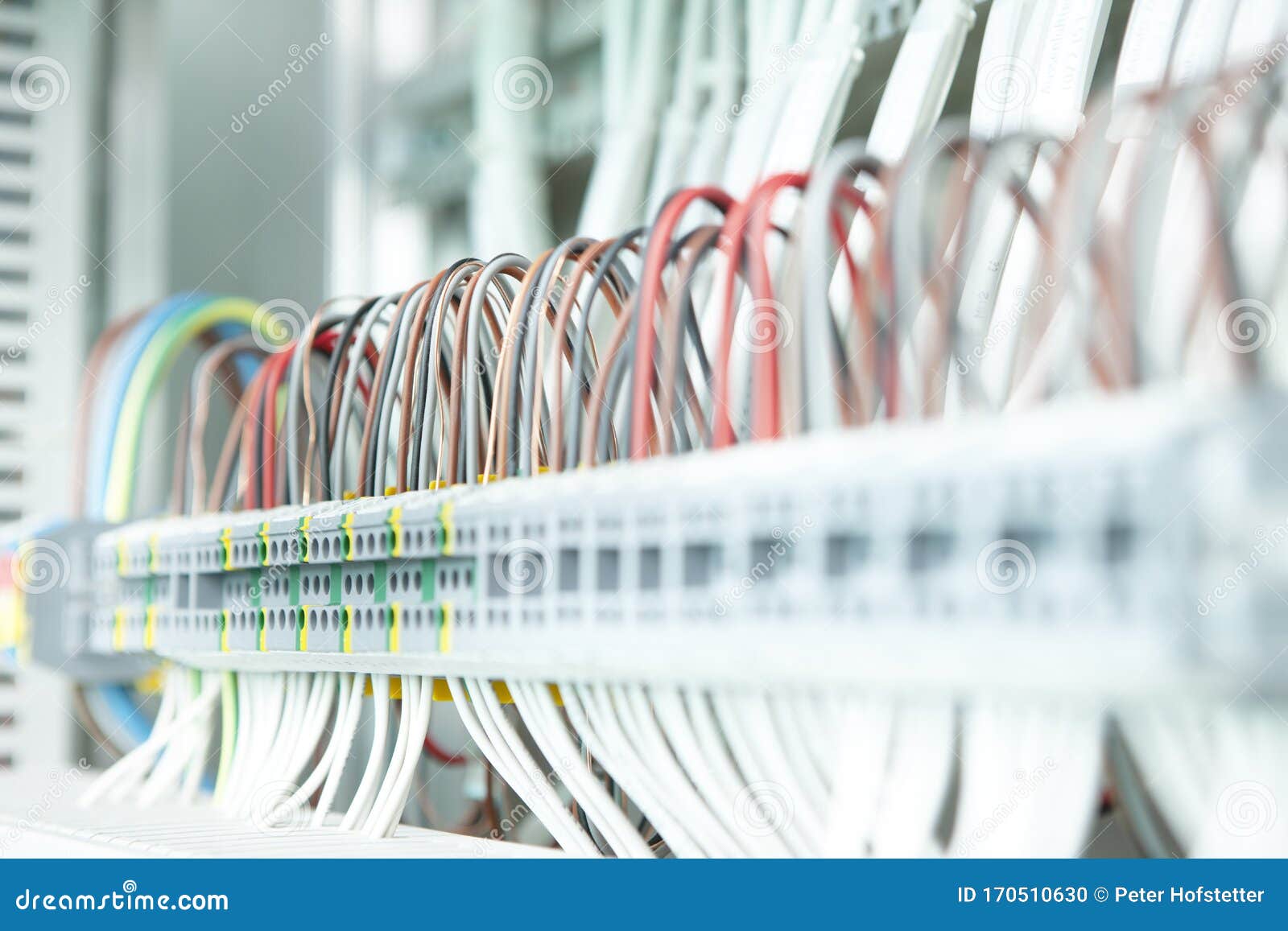Electric Working on a Clean Modern Switchboard Stock Photo - Image of ...