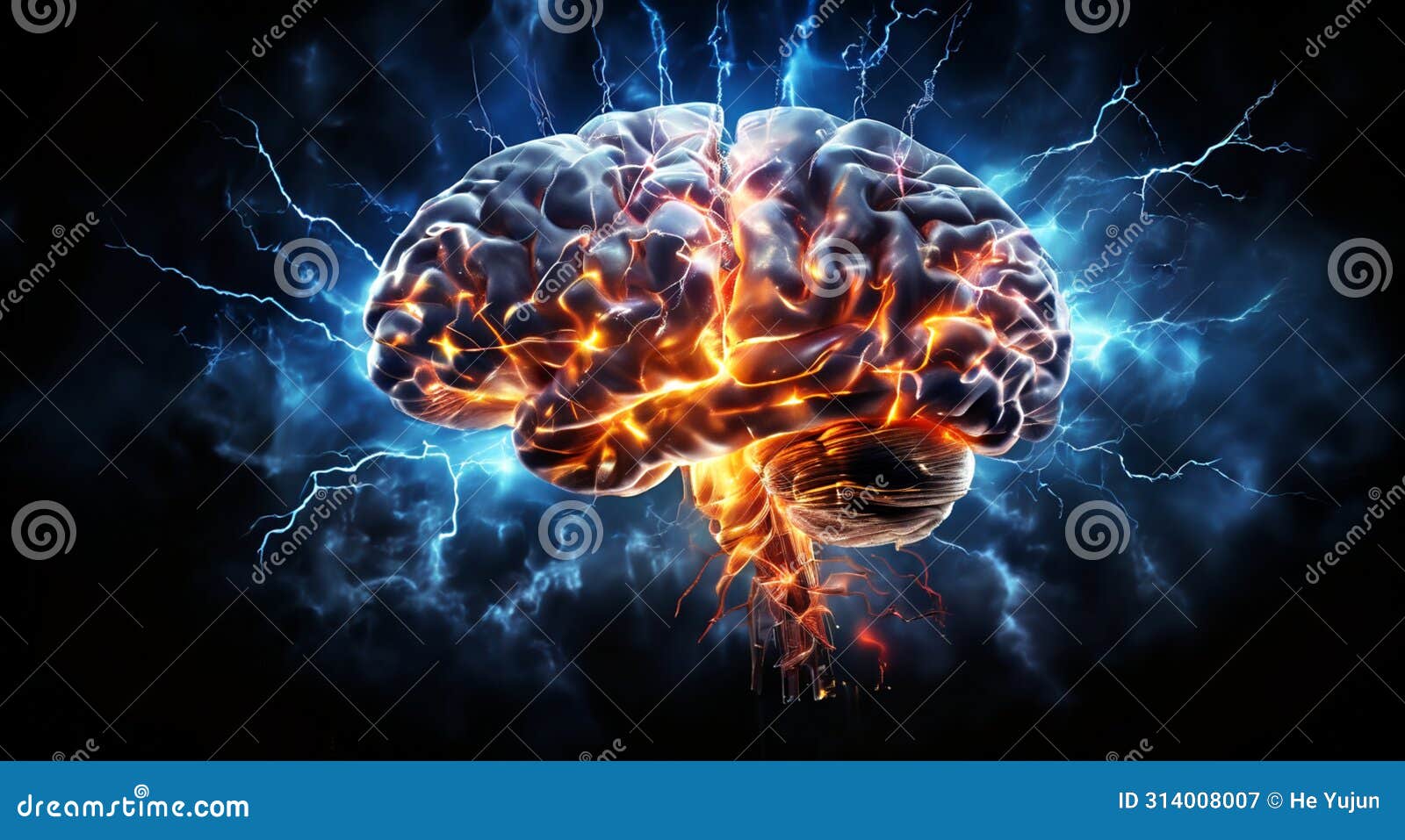 Electrical Activity of the Human Brain. Stock Illustration ...