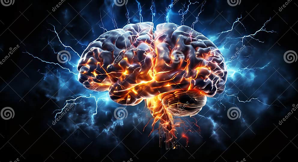 Electrical Activity of the Human Brain. Stock Illustration ...