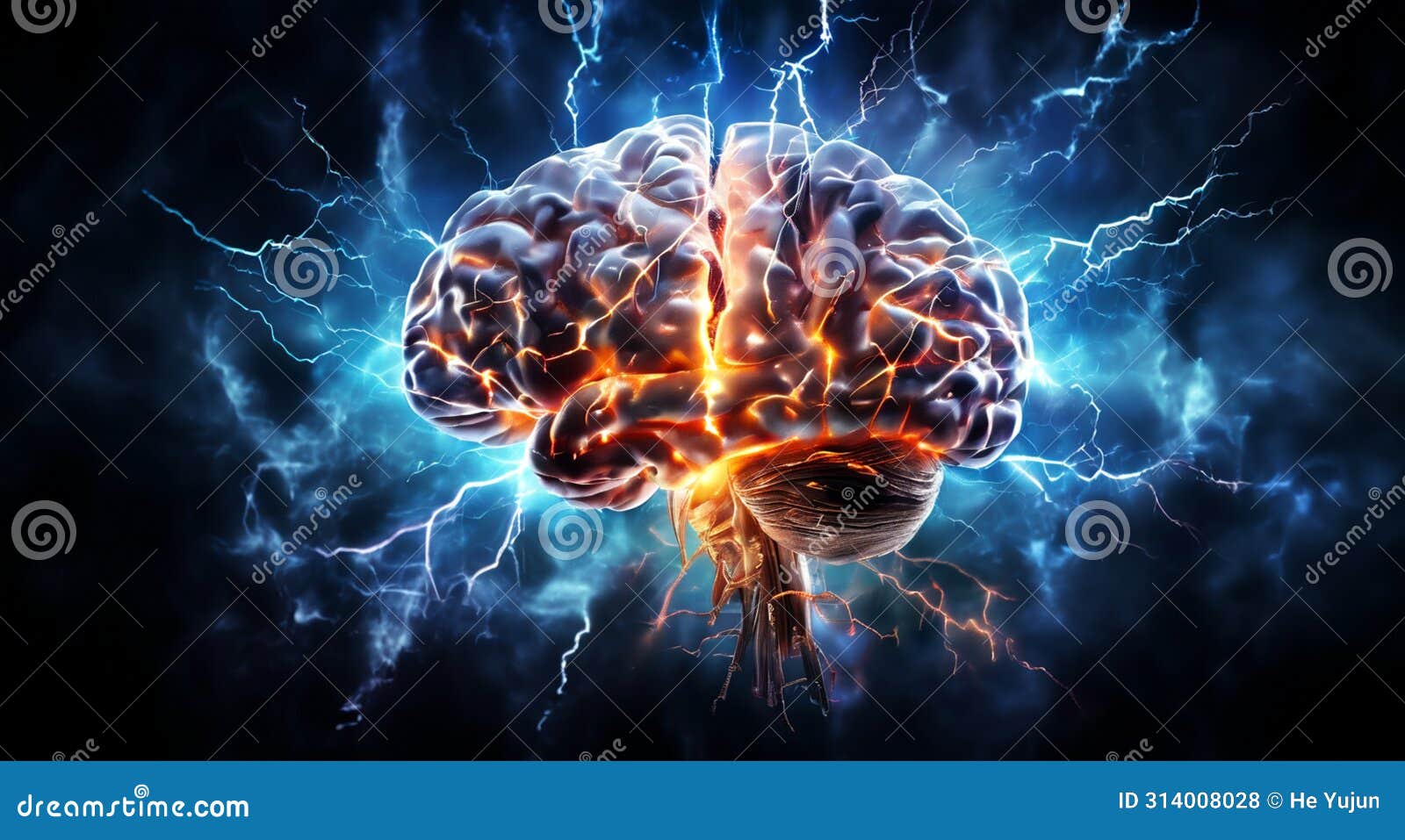 Electrical Activity of the Human Brain. Stock Illustration ...