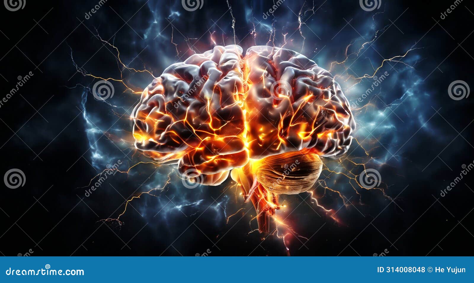 Electrical Activity of the Human Brain. Stock Illustration ...