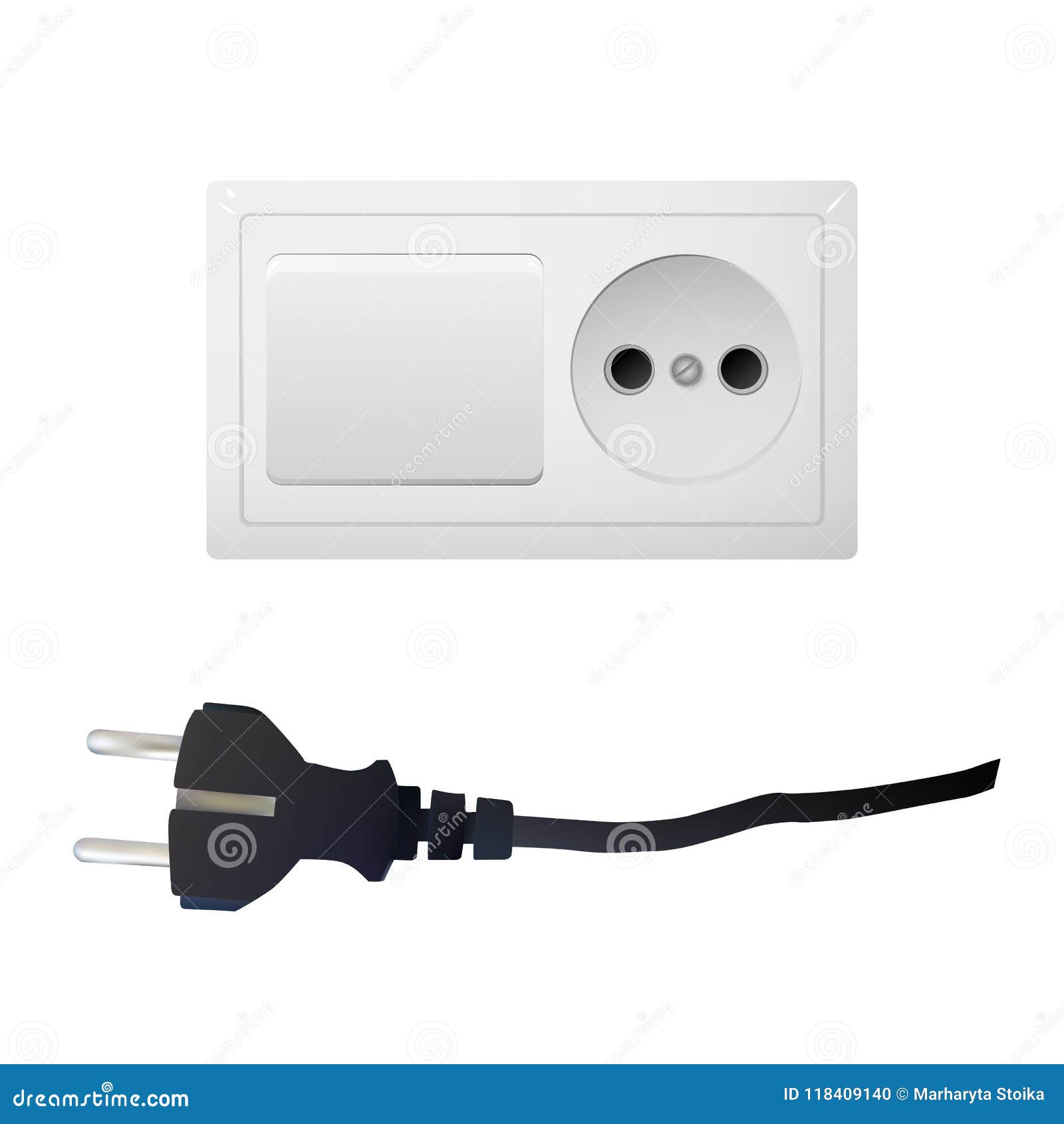Electrical Adapter with Two Outlet and Switch. Stock Vector ...