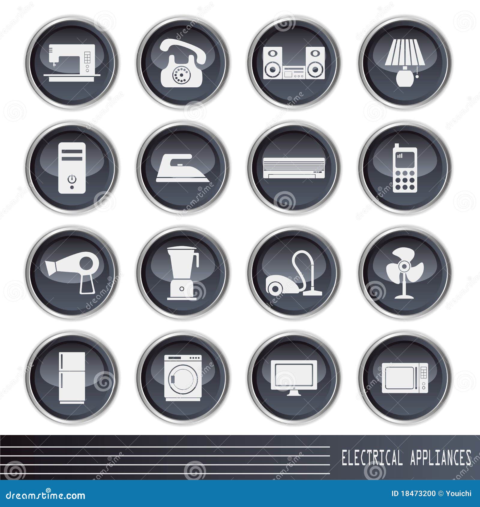 Electrical Appliances Icons Set Stock Vector - Illustration of ...