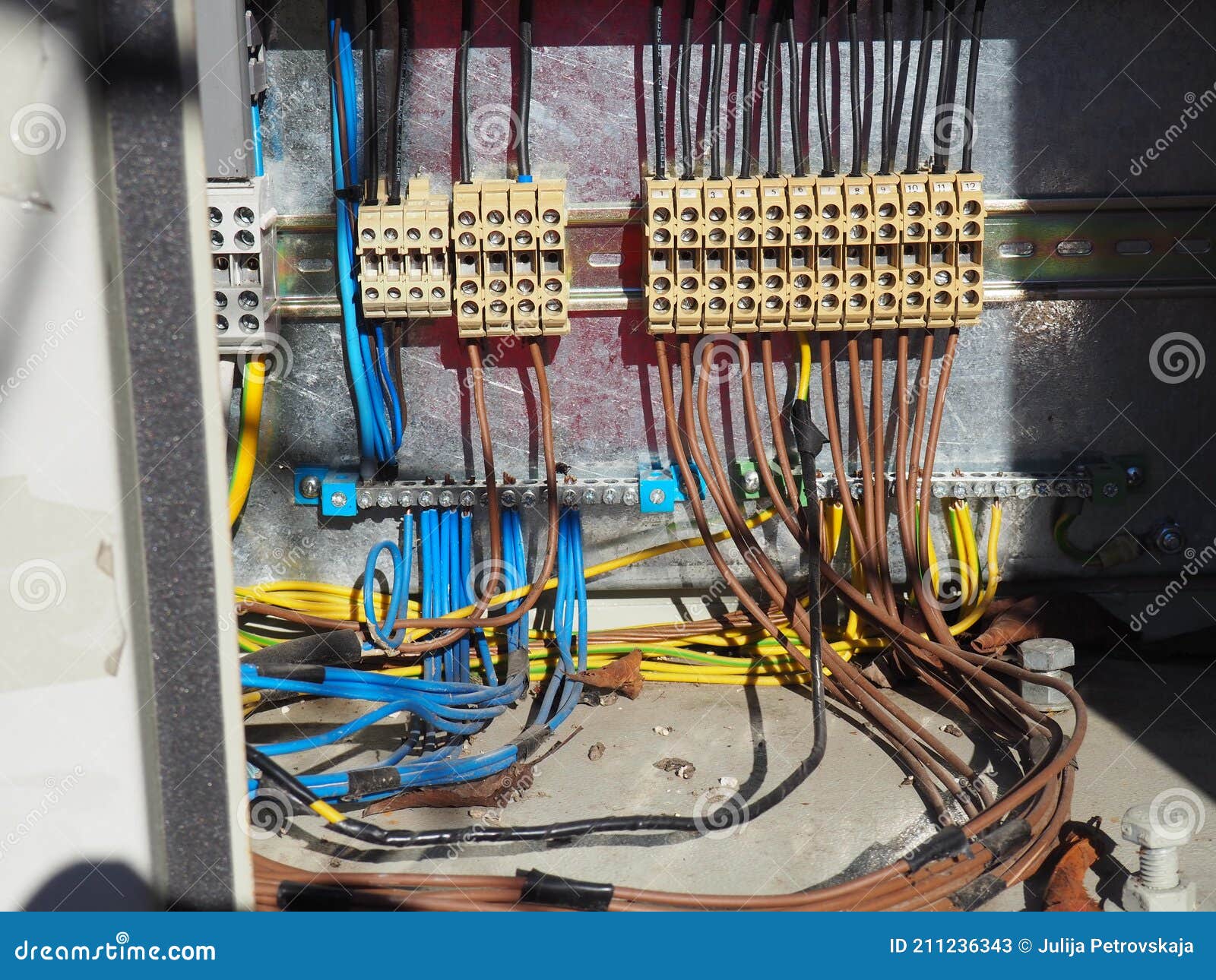 Electrical Assembly with Wires, Connections, Terminals. Open Drawer ...