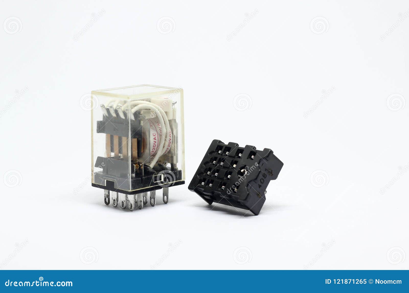 Electrical Relay on White Background. Stock Image - Image of black ...