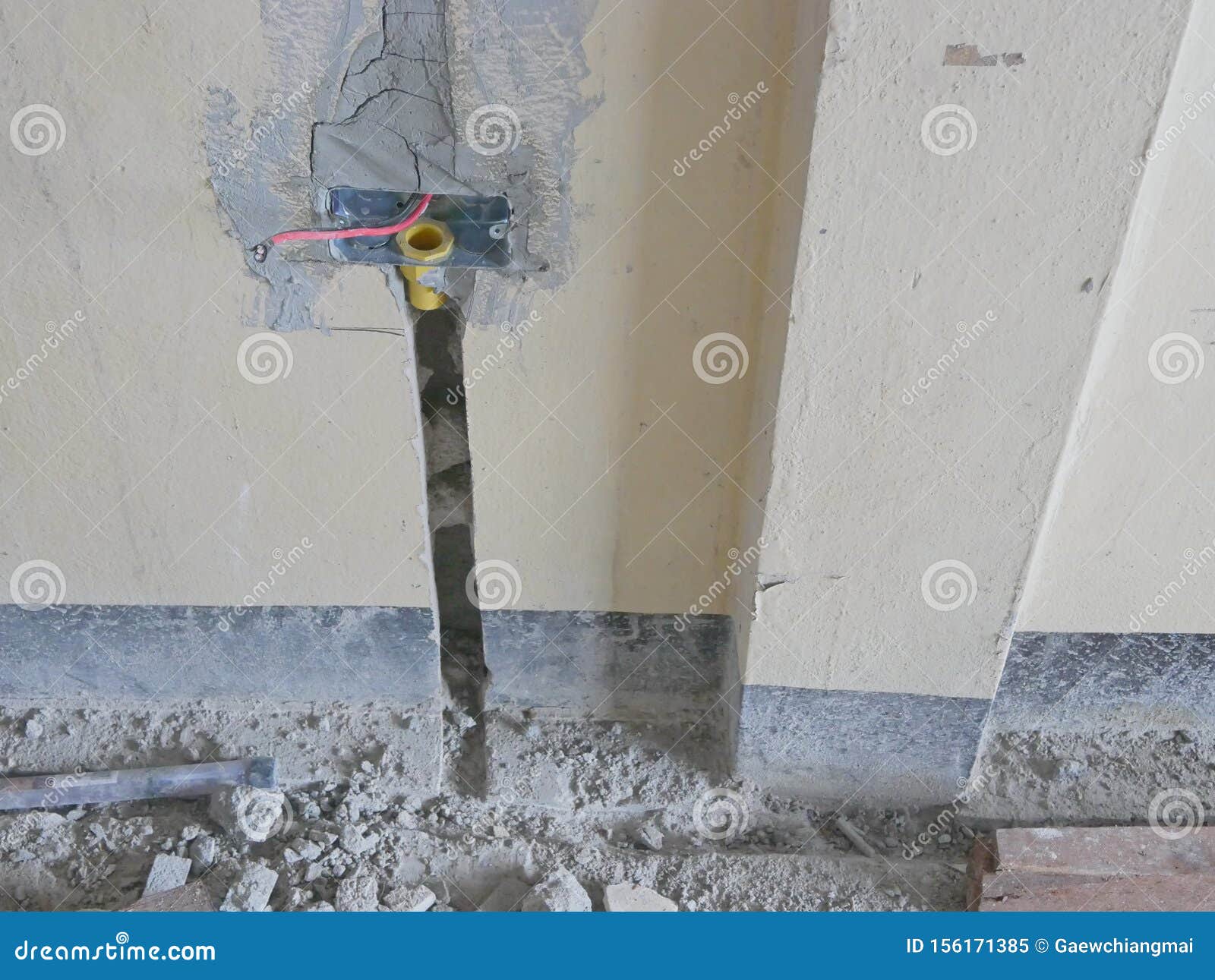 Electrical Back Box, Conduit, and Wires are Installed, Secured by ...