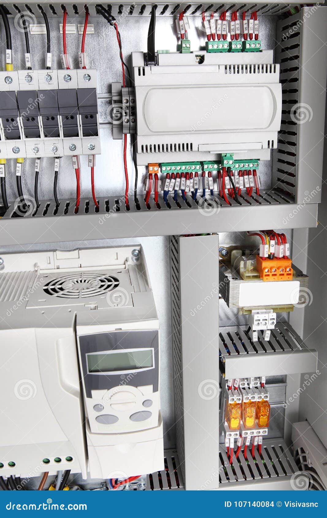 Electrical Background,voltage Switchboard with Circuit Breakers. Stock ...